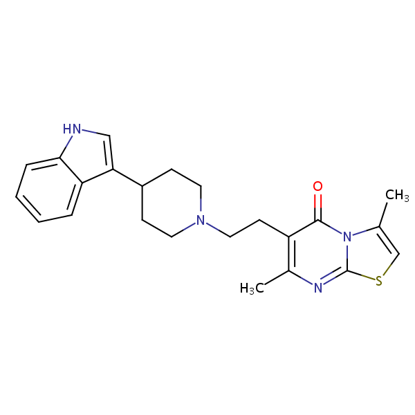 6-(2-(4-(1H-Indol-3-yl)piperidin-1-yl)ethyl)-3,7-dimethyl-5H-thiazolo(3,2-a)pyrimidin-5-one ...