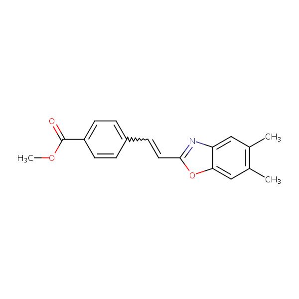 Benzoic acid, 4-[2-(5,6-dimethyl-2-benzoxazolyl)ethenyl]-, methyl ester | SIELC Technologies